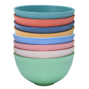 atrdto set of 8,22 oz cereal bowls, unbreakable wheat straw bowls, microwave and dishwasher safe reusable bowls set, for ramen, soup, salad and more (22oz)