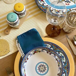 Euro Ceramica Zanzibar 8-Piece Dinnerware Set | Fine Kitchenware | Floral Multicolor Design Stoneware Tableware Service For 4,Large