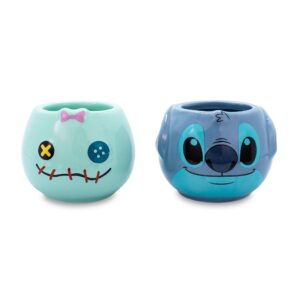 disney lilo & stitch scrump and stitch sculpted ceramic mini mugs | set of 2