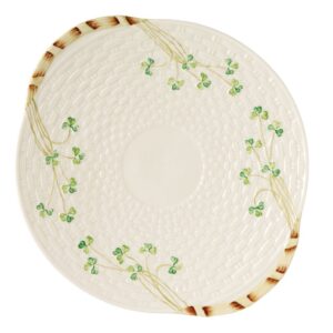 belleek group shamrock bread plate, 11.25-inch, white