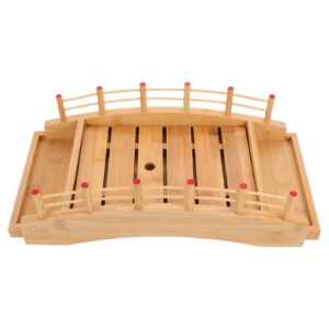 yardwe bamboo sushi boat serving tray, arch bridge sushi boat, wooden sushi bridge serving plate for home restaurant 44x22x13cm