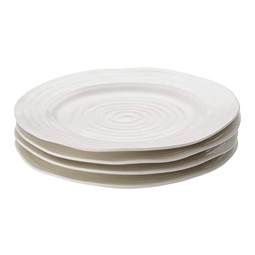 Portmeirion Sophie Conran White Salad Plates | Set of 4 | Dinner, Pasta, and Appetizer Plates | 8 Inch | Made from Porcelain | Microwave and Dishwasher Safe