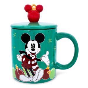 disney mickey mouse holiday ornaments ceramic mug | holds 18 ounces