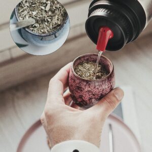 BALIBETOV Yerba Mate Set - Ceramic Mate Cup - Bombilla (Straw) and Cleaning Brush Included - Modern Yerba Mate Gourd - Easy To Clean Mate Gourd for Yerba Mate Loose Leaf Drinking. (Summer)