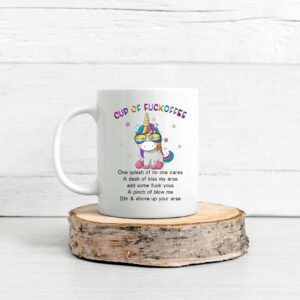 Cup of Fuckoffee Funny Unicorn Adult 11oz Coffee Mug