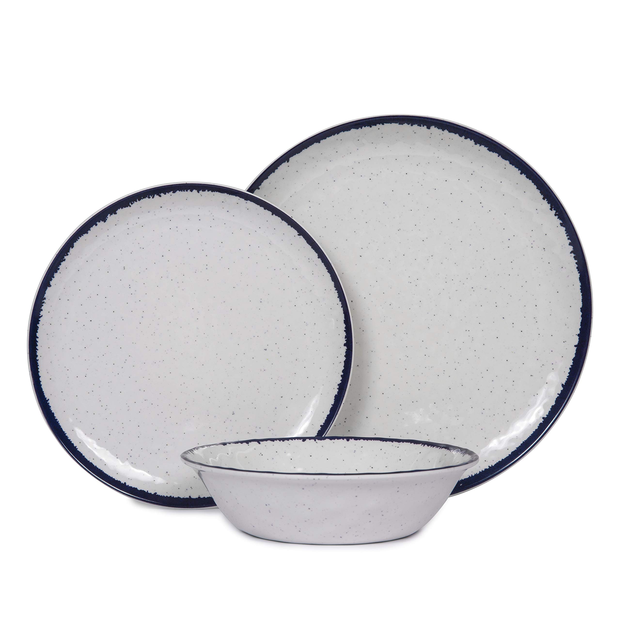 Marjoy Melamine Dinnerware Sets- 12pcs Melamine Plates and Bowls Set for 4, Suitable for Indoor and Outdoor Use, Dishwasher Safe Unbreakable