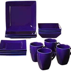 10 Strawberry Street Nova Square Dinnerware Set, 16 PIECE, Cobalt