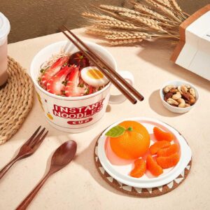 Tessco 2 Set 34 oz Ramen Bowl Instant Ramen Noodle Bowl Ceramic with Lid Japanese Ramen Bowl with Chopsticks Spoons Forks Cute Large Soup Bowl with Handle Ramen Lovers Gift