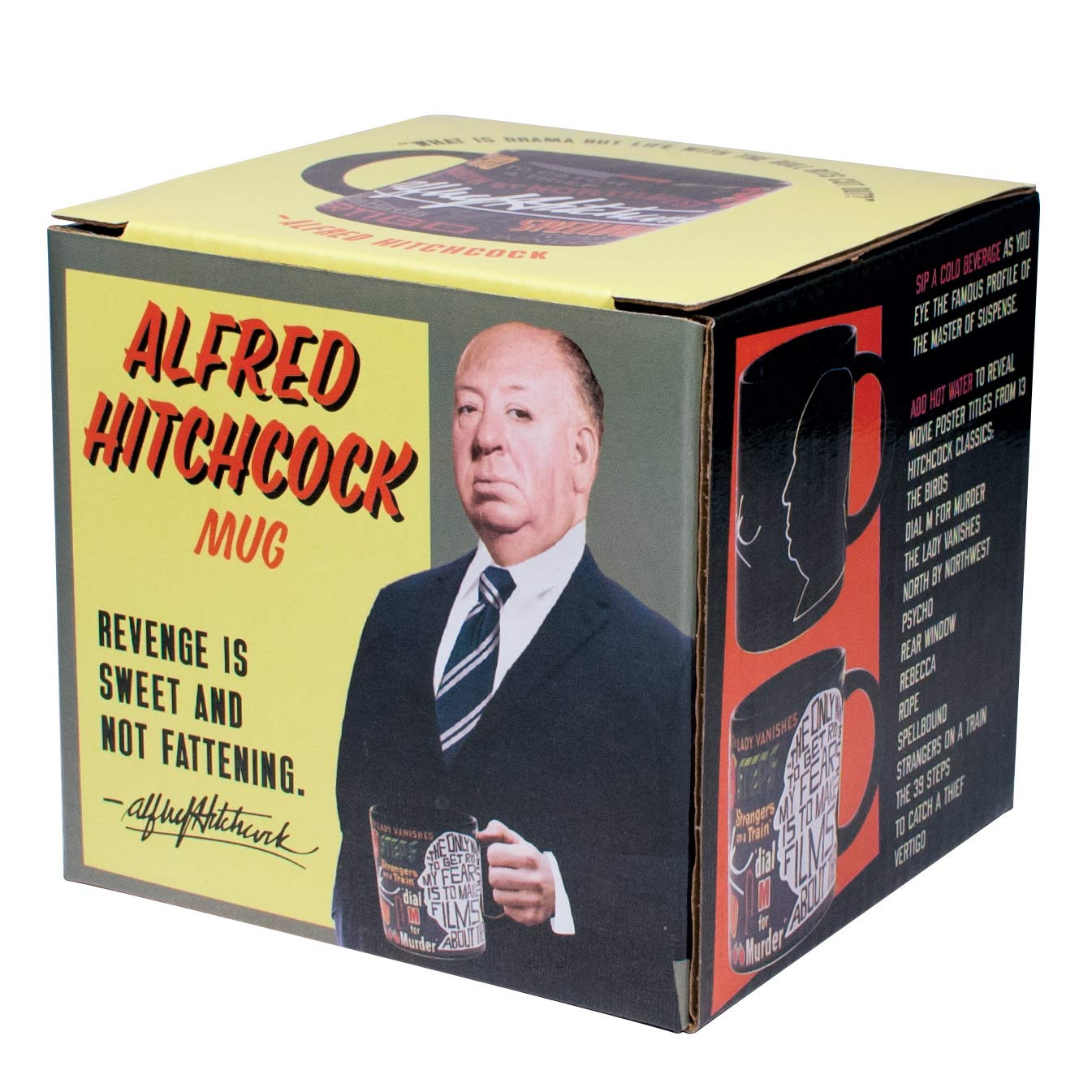 Heat Changing Alfred Hitchcock Movie Titles Mug - Add Coffee and His Most Famous Films Appear