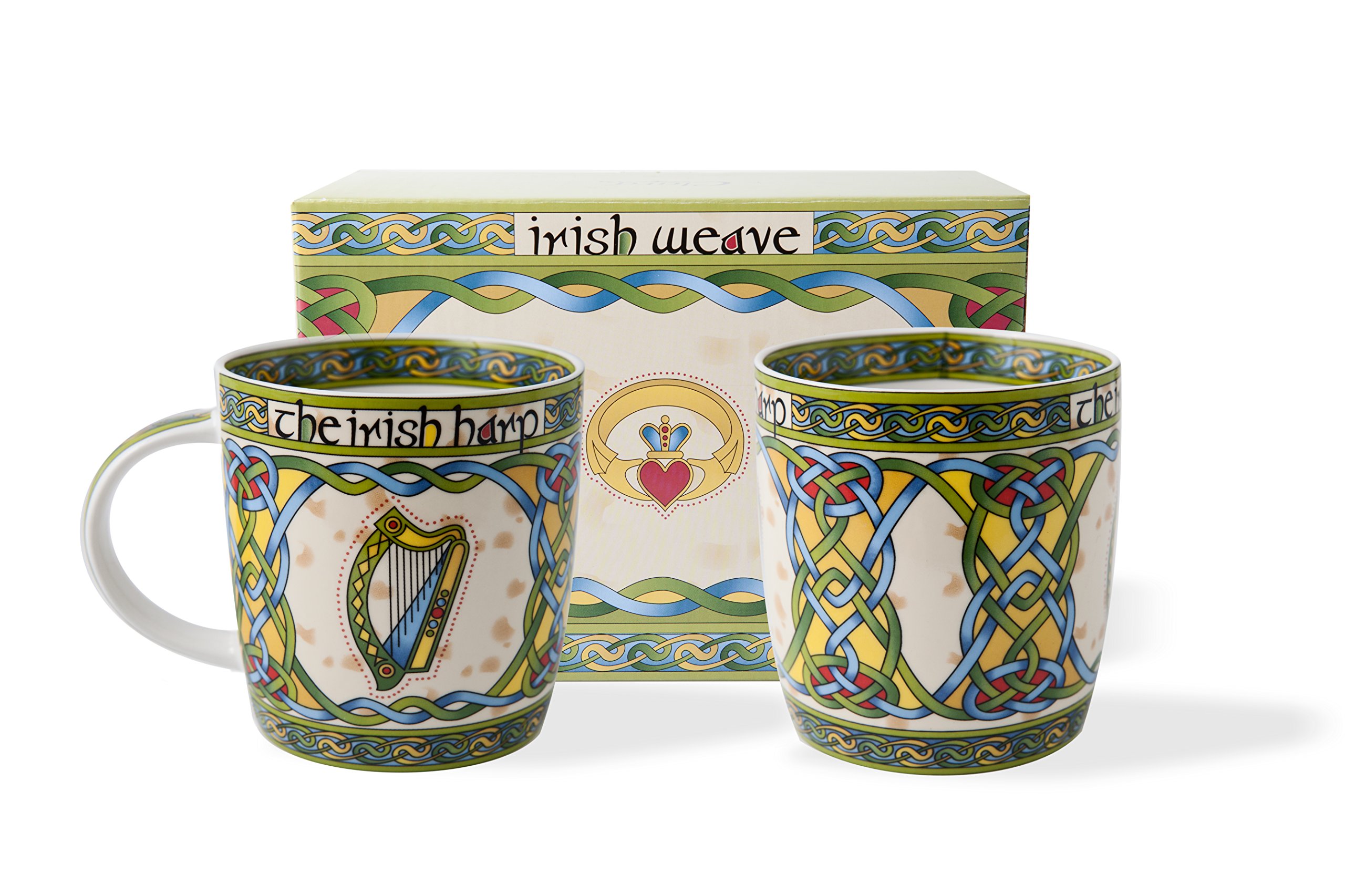 Royal Tara Irish Harp Mug Set of Two with Matching Irish Box, capacity is 370ml/12.5fl oz