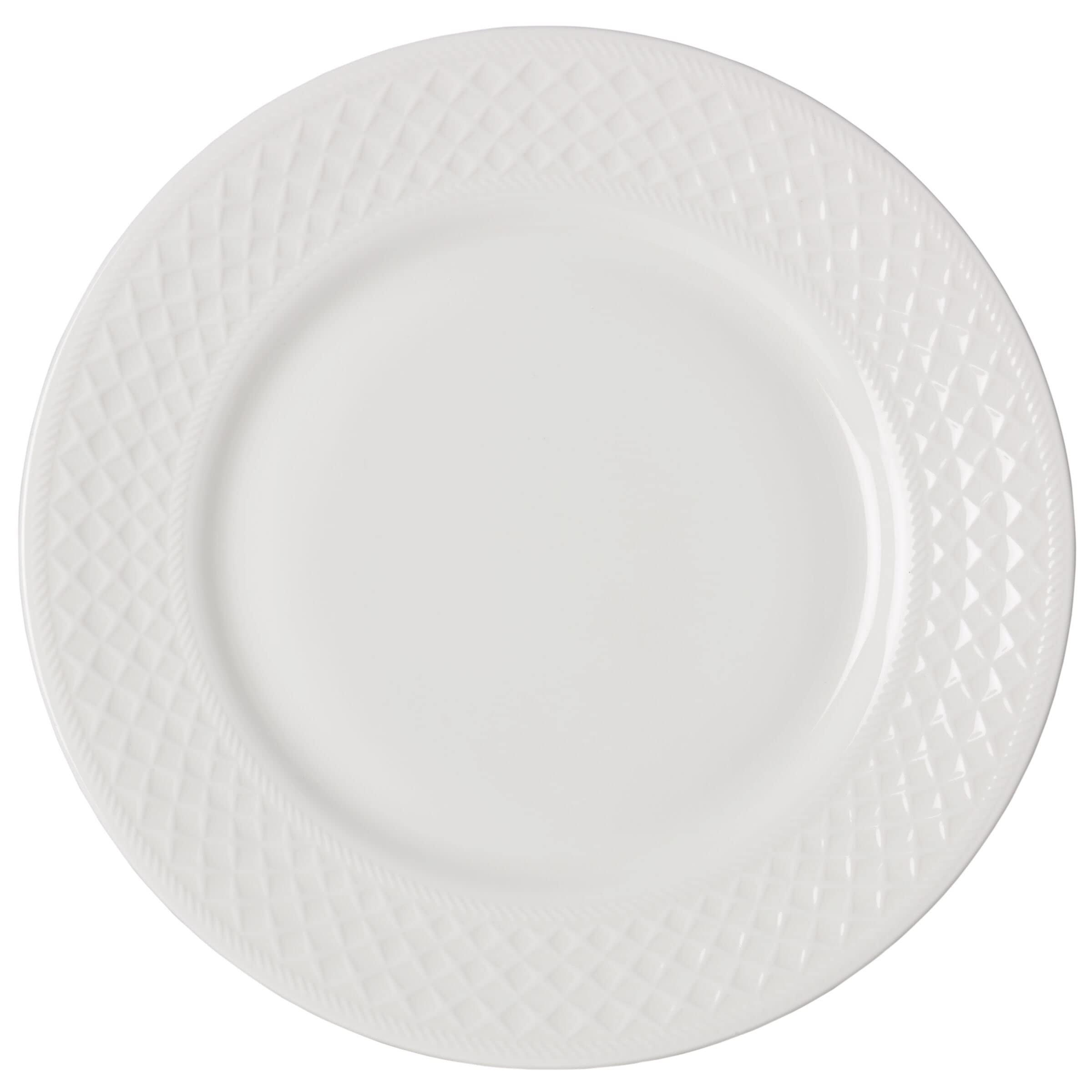 Mikasa Patterson Vegan Bone China Chip Resistant 12 Piece Dinnerware Set, White, Ashlyn, Service for 4