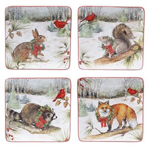 certified international winter forest 8.25" salad/dessert plates, set of 4, multicolored