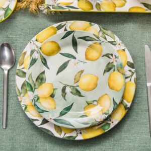 Bico Lemon Dreams Ceramic Salad Plates, 8.75 inch, Set of 4, for Salad, Appetizer, Microwave & Dishwasher Safe