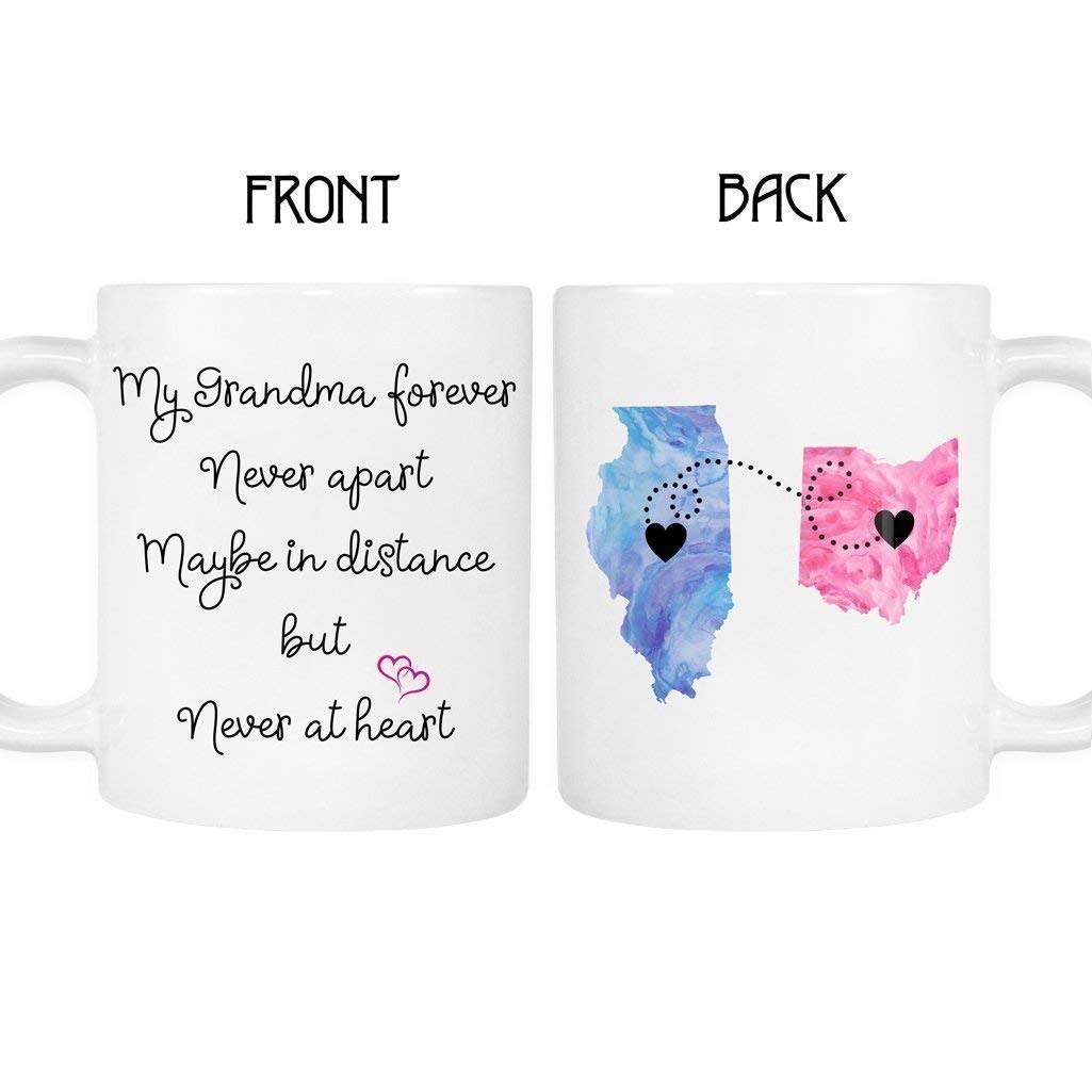 Grandma Quote Long Distance Mug, States and Countries, Personalize the Name On the Quote, 11oz or 15 oz