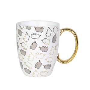 enesco pusheen by our name is mud gold pattern coffee mug, 1 count (pack of 1)