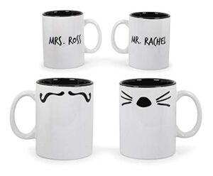 ukonic friends mr. rachel whiskers and mrs. ross moustache double-sided mugs | set of 2