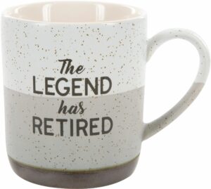 pavilion gift company large 15 oz stoneware coffee cup mug the legend has retired, 15oz, grey