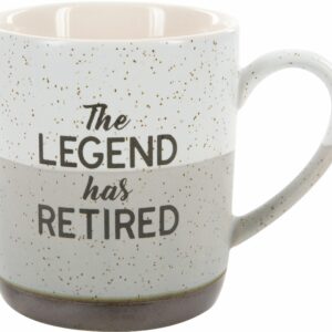 Pavilion Gift Company Large 15 Oz Stoneware Coffee Cup Mug The Legend Has Retired, 15oz, Grey