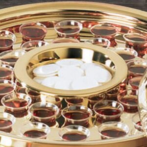 communion tray center bread plate - brass finish