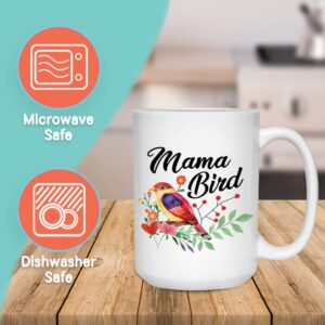 Mama Bird Mug 15 Oz - Baby Shower Party New Mom Future Mother Mama Cute Unique Bird Lover Women Parents Aunt Sister Daughter Best Friend Gift