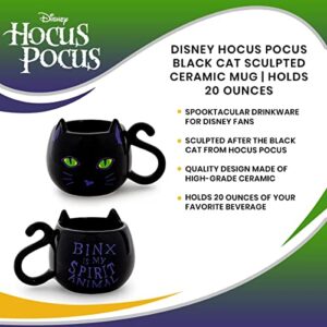 Disney Hocus Pocus Binx Black Cat Sculpted Ceramic Mug | Holds 20 Ounces