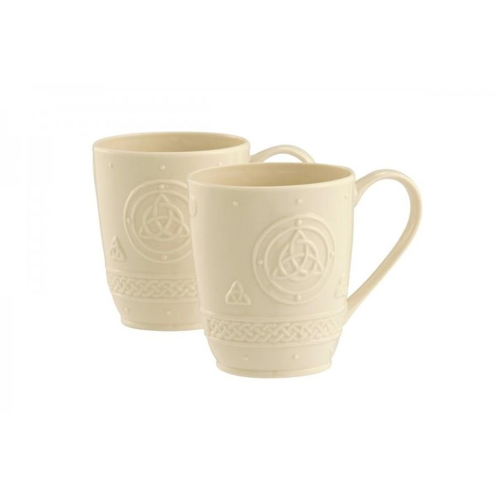 Belleek Group Celtic Mug, 10-Ounce, Ivory, 2-Count