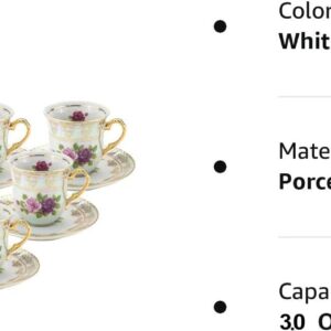 Royalty Porcelain 12pc Espresso Coffee, Cups 3 Oz and Saucers, Iridescent Vintage Pattern