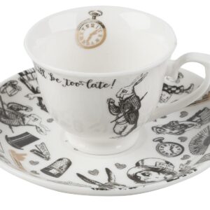 Victoria & Albert Alice in Wonderland Espresso Cup and Saucer, 1 Count (Pack of 1), White