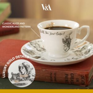 Victoria & Albert Alice in Wonderland Espresso Cup and Saucer, 1 Count (Pack of 1), White