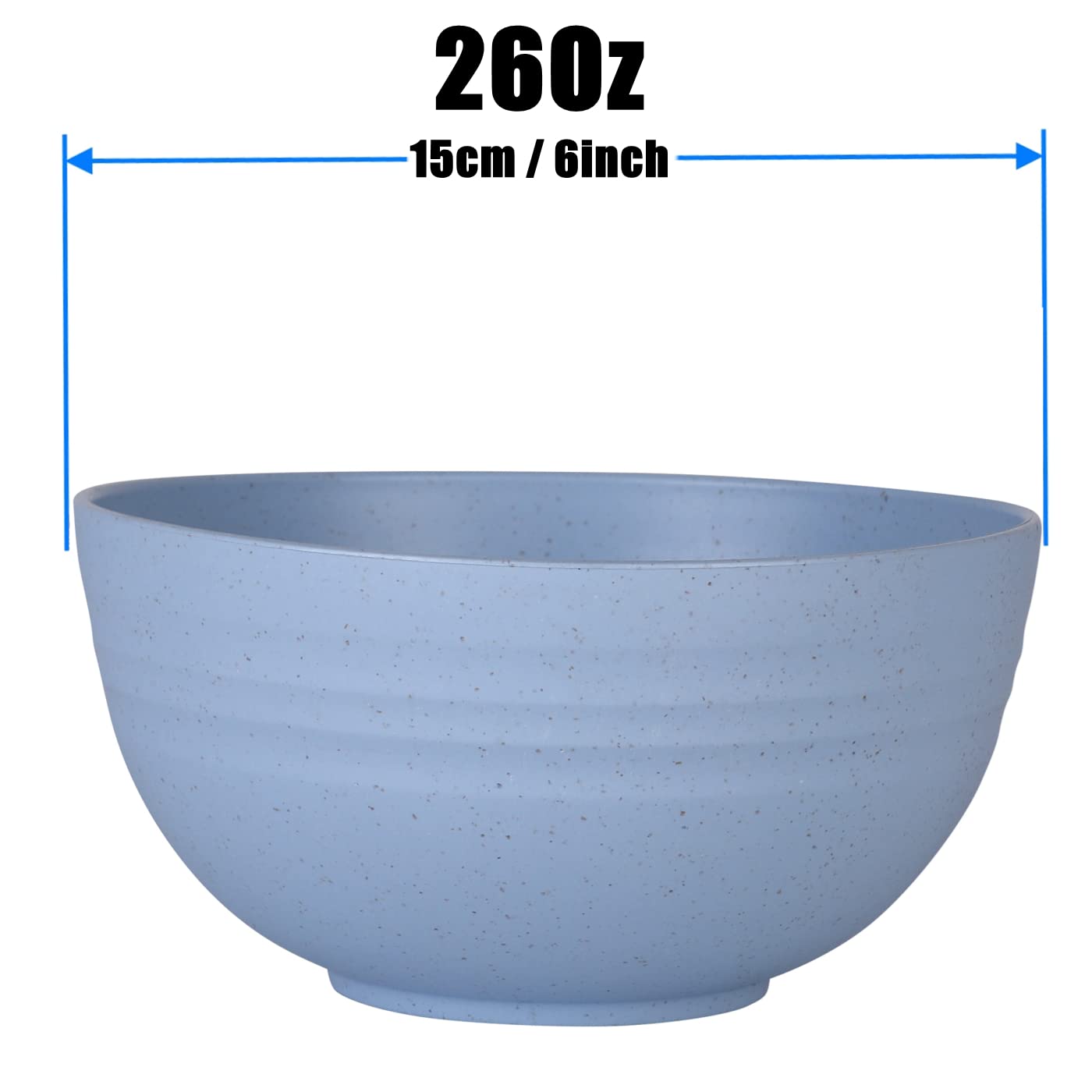 WANBY Lightweight Wheat Straw Cereal Bowls Unbreakable Dinner Dishes Bowl Set Dishwasher & Microwave Safe (4 Pack 26Oz)