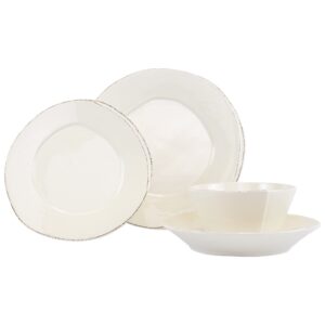 vietri lastra linen 4-pc place setting, dinnerware set - cereal/pasta bowls, salad/dinner plates