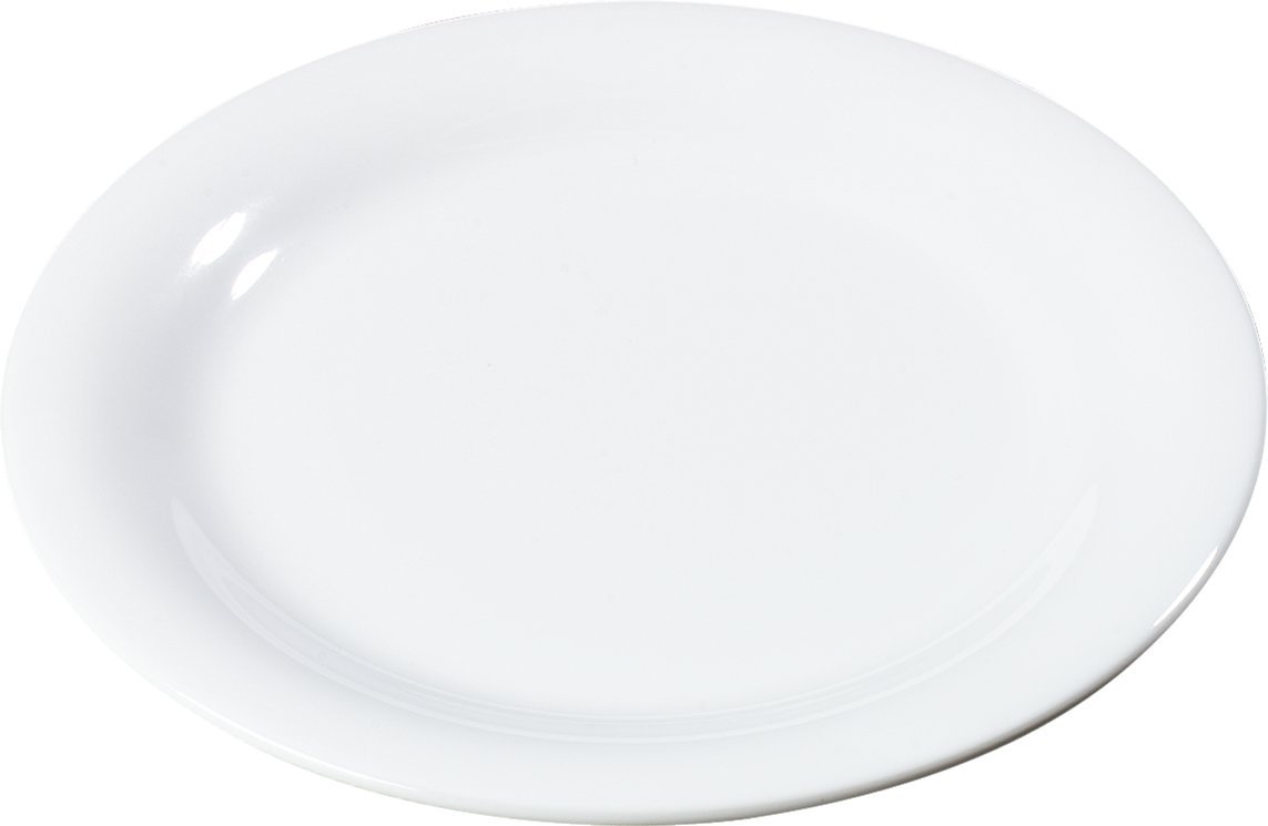 Carlisle FoodService Products Sierrus Reusable Plastic Plate with Narrow Rim for Buffets, Restaurants, and Homes, Melamine, 9 Inches, White, (Pack of 24)