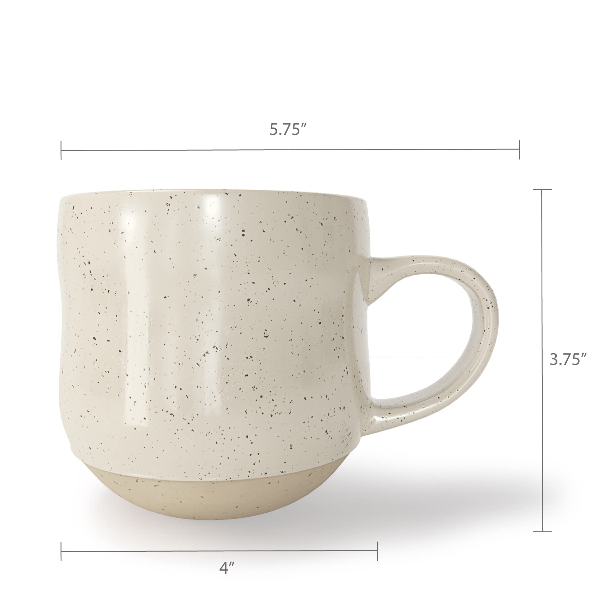 Modern Market Set of 4 Large 16oz Ceramic Coffee Mugs – Stoneware Coffee Mug Tea Cup Set, 5.75" x 4" x 3.75", Beige