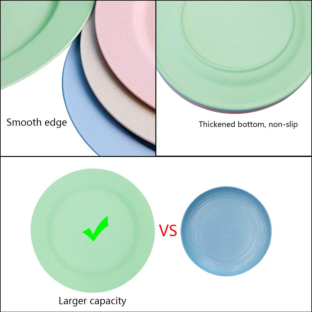 4 Pack 13 Inch Extra large Size Dinner Plate Sets, Delicious Pasta Plates, Unbreakable Dishes, Lightweight Salad Dinnerware, Reusable Dessert Tableware (33cm Beige)