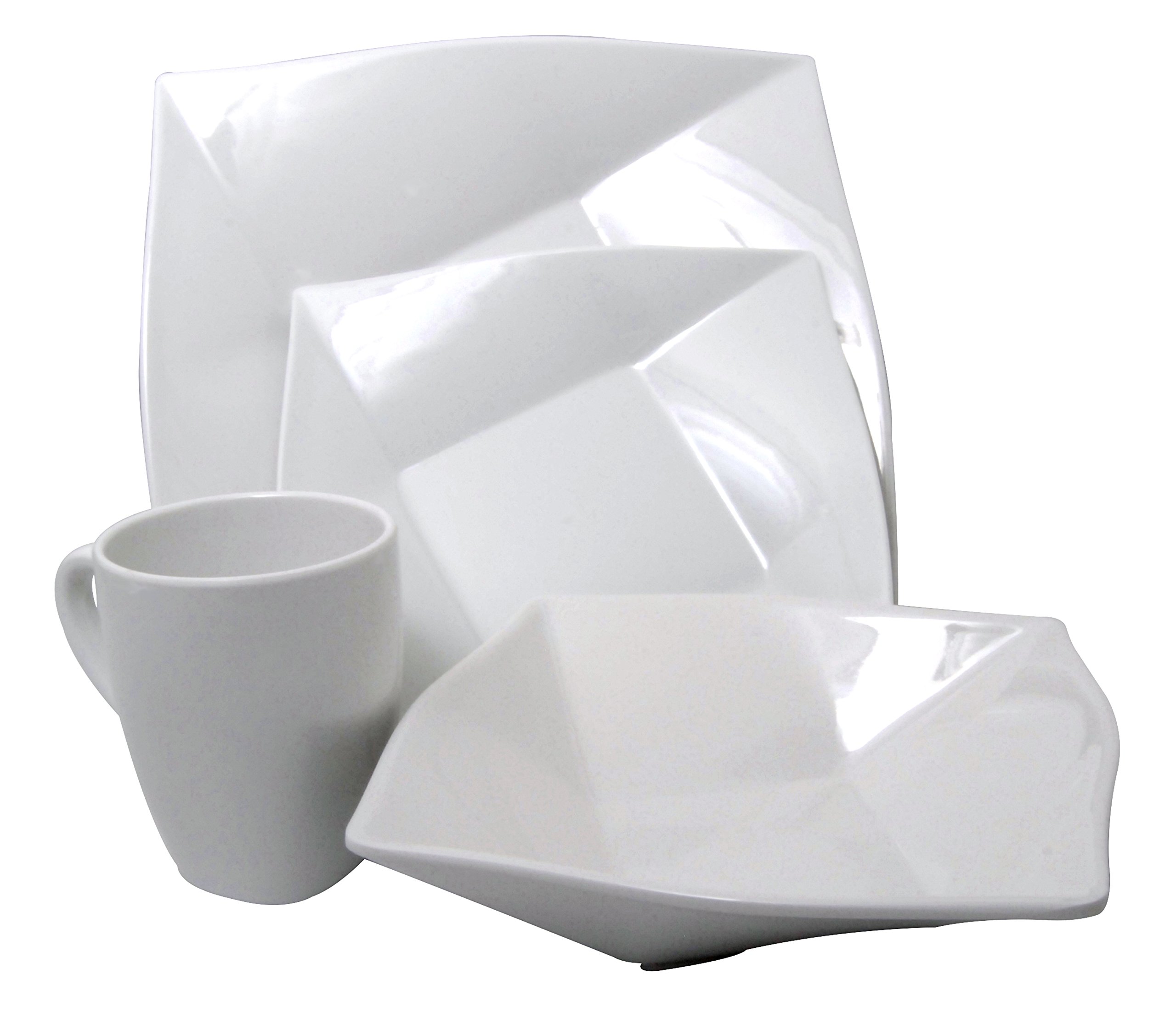 Kitchen Elements White Melamine 4-Piece Square Dinnerware Set