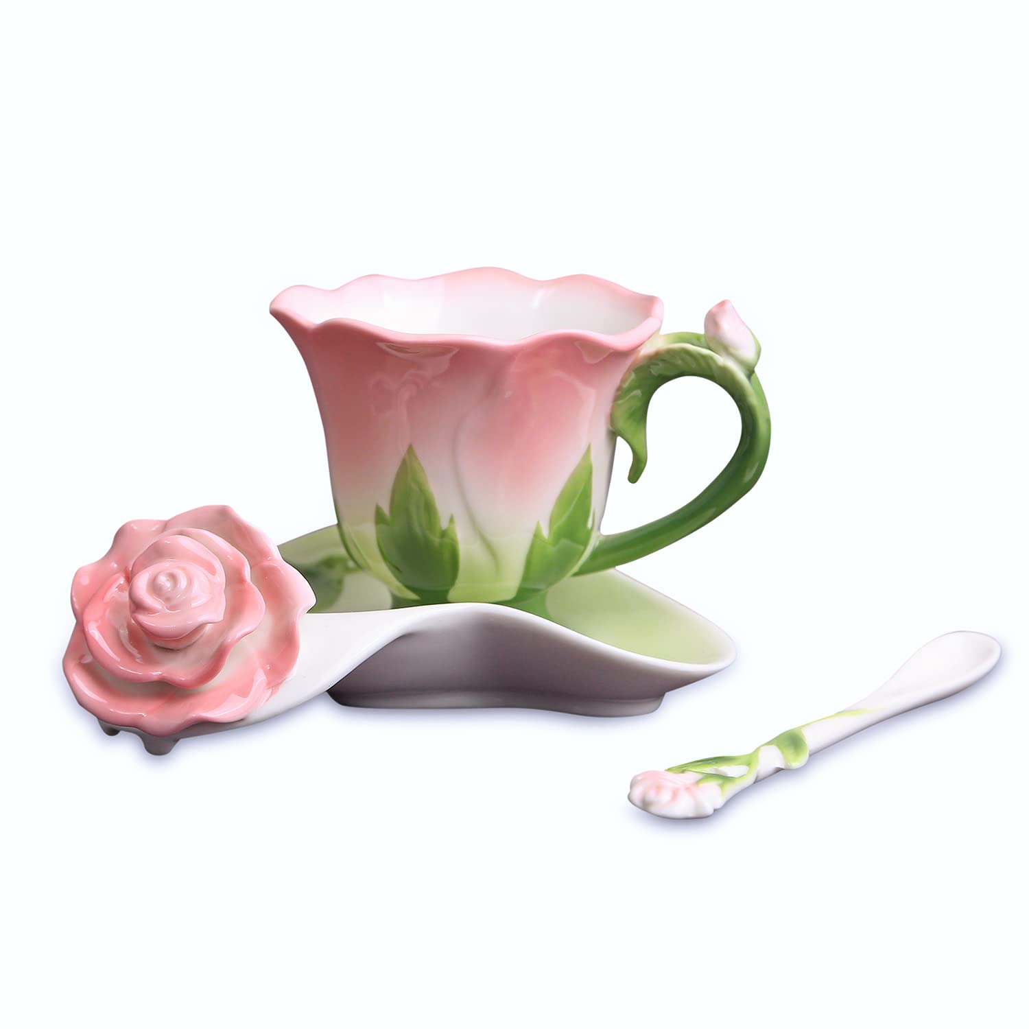 Beddinginn Pink Tea Cups and Saucers (Pink)