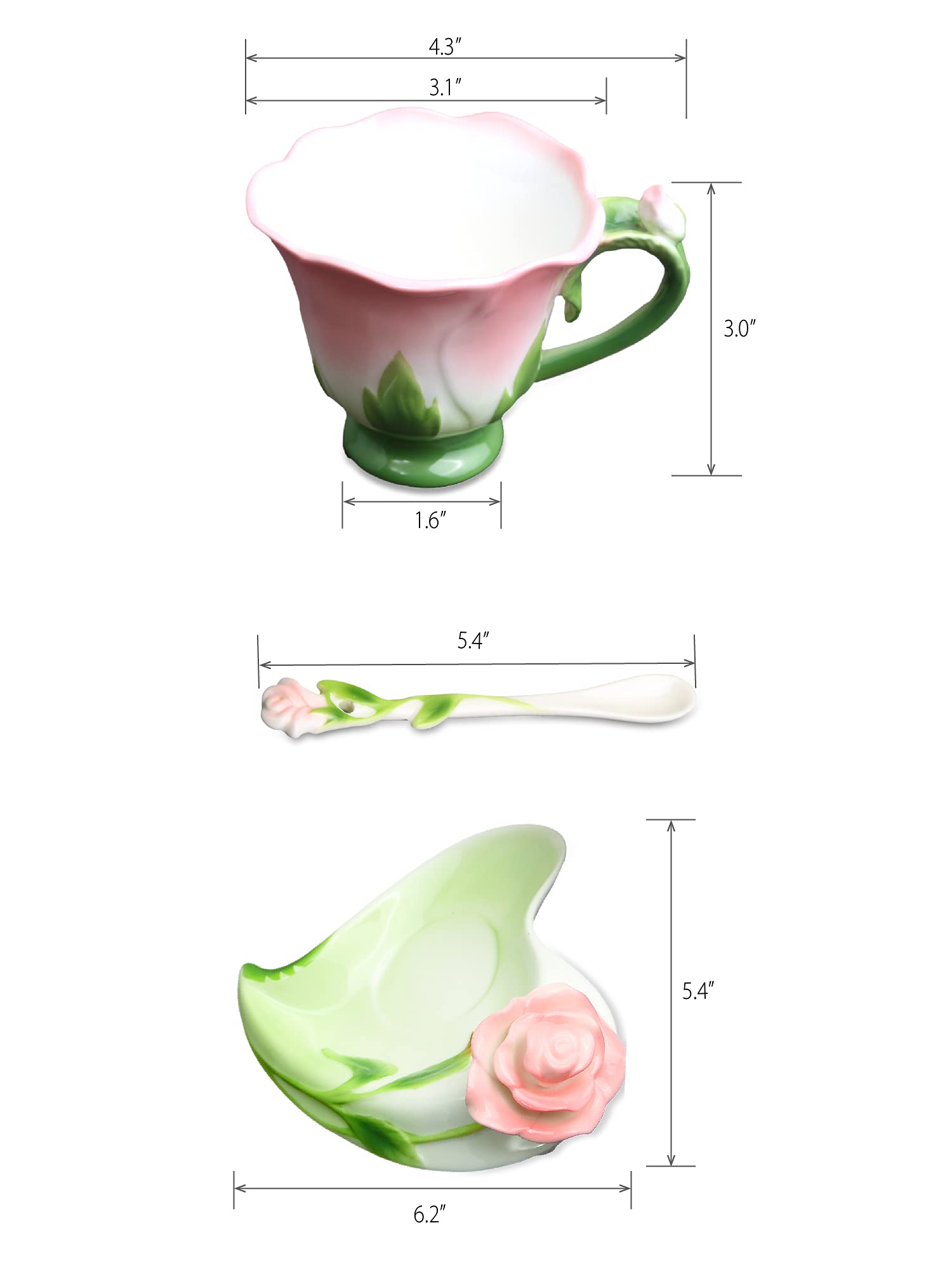 Beddinginn Pink Tea Cups and Saucers (Pink)