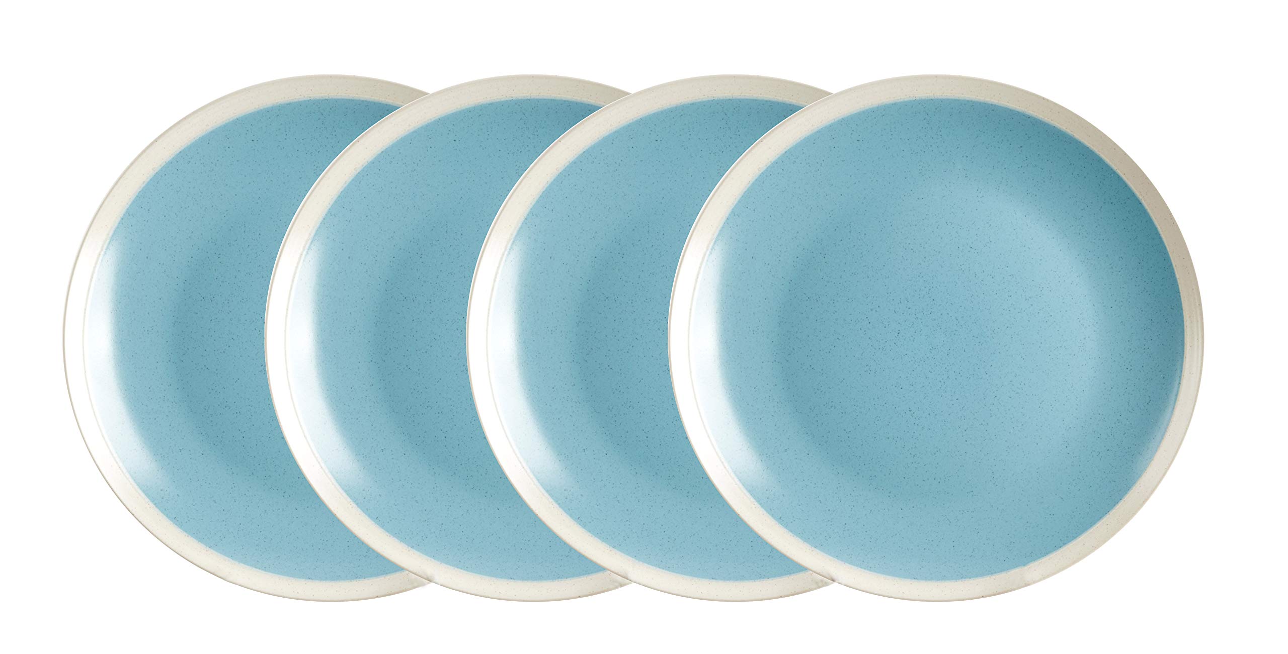 HomeVss Rock Ridge Speckled Stoneware Dinnerware Set (18pc Set, Turquoise and Ivory)