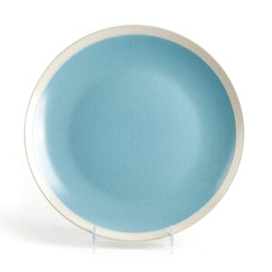 HomeVss Rock Ridge Speckled Stoneware Dinnerware Set (18pc Set, Turquoise and Ivory)