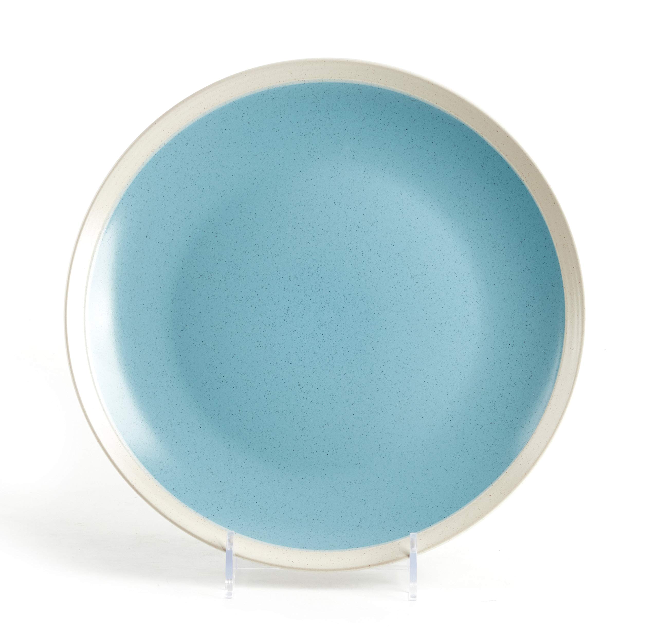 HomeVss Rock Ridge Speckled Stoneware Dinnerware Set (18pc Set, Turquoise and Ivory)