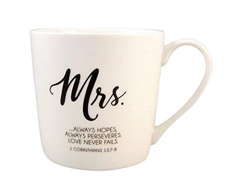 Mr. and Mrs. Coffee Mug Set with Love is Patient Bible Scripture, Set of 2, 12 Ounce