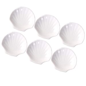 cabilock 6pcs white porcelain shell dish multipurpose ceramic appetizer plates dinner dessert salad plates elegant serving dish 4 inch