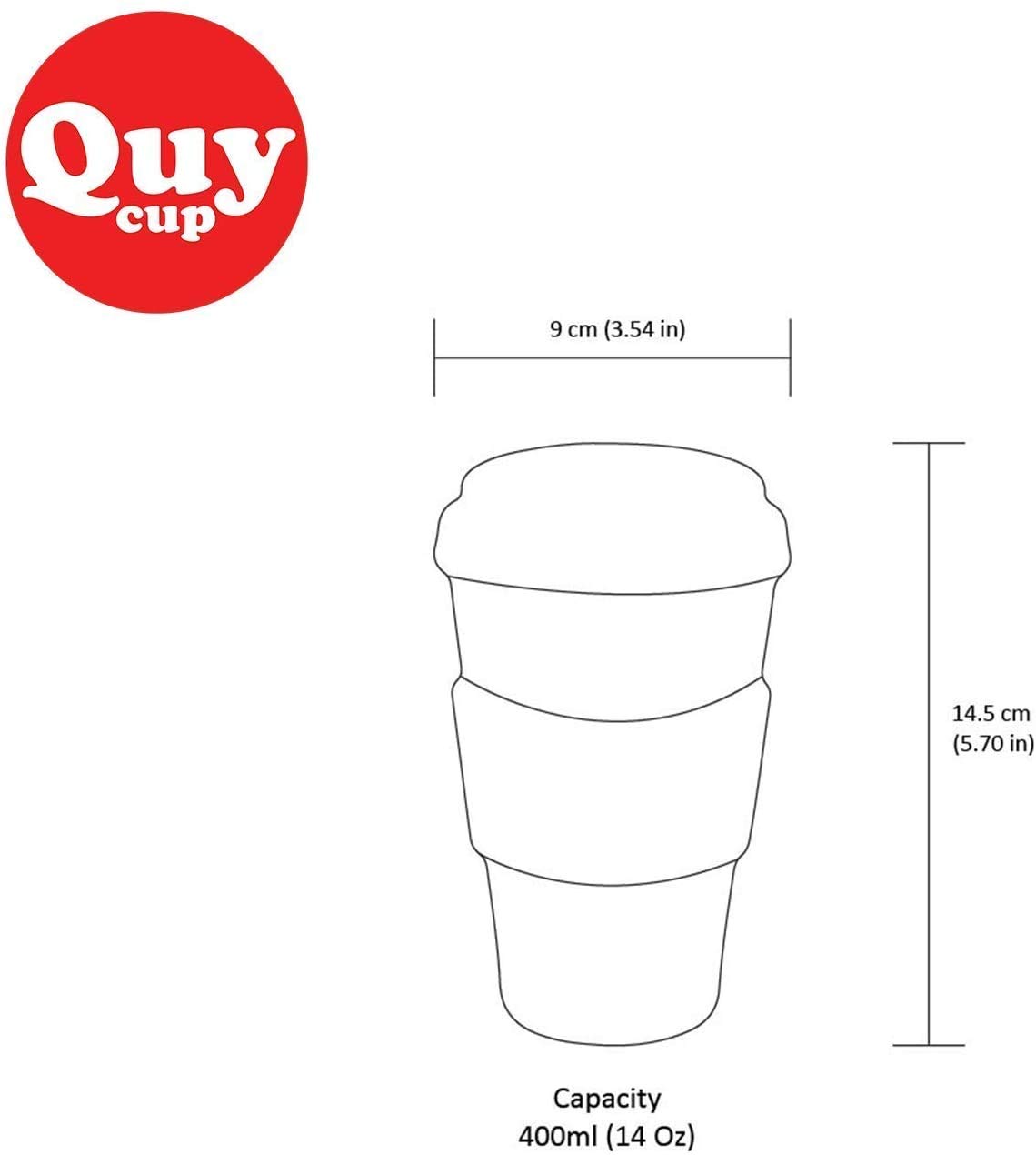 QUY CUP. Apollo. Bamboo Coffee To Go Mug - Set of 2, 14 oz. Italian Design, BPA Free Ecofriendly Cups, 2 Reusable Travel Mugs