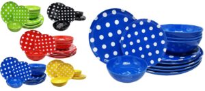 italia quality 12pcs 11" melamine dinner set blue polka dot 4pcs bowl+4pcs dinner plate+4pcs salad plate