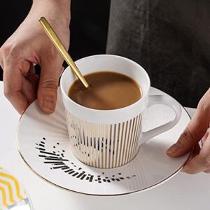 JINYISI Rotating Dynamic Reflection Cup,Mirror Reflection Coffee Cups,Coffee Cups Ceramic,for Office and Home,with Saucer and Spoon 300ml