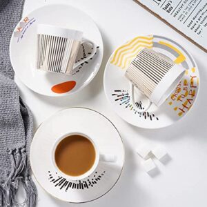 JINYISI Rotating Dynamic Reflection Cup,Mirror Reflection Coffee Cups,Coffee Cups Ceramic,for Office and Home,with Saucer and Spoon 300ml