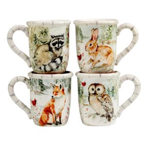 certified international winter's walk 16 oz. mugs, set of 4, multicolor