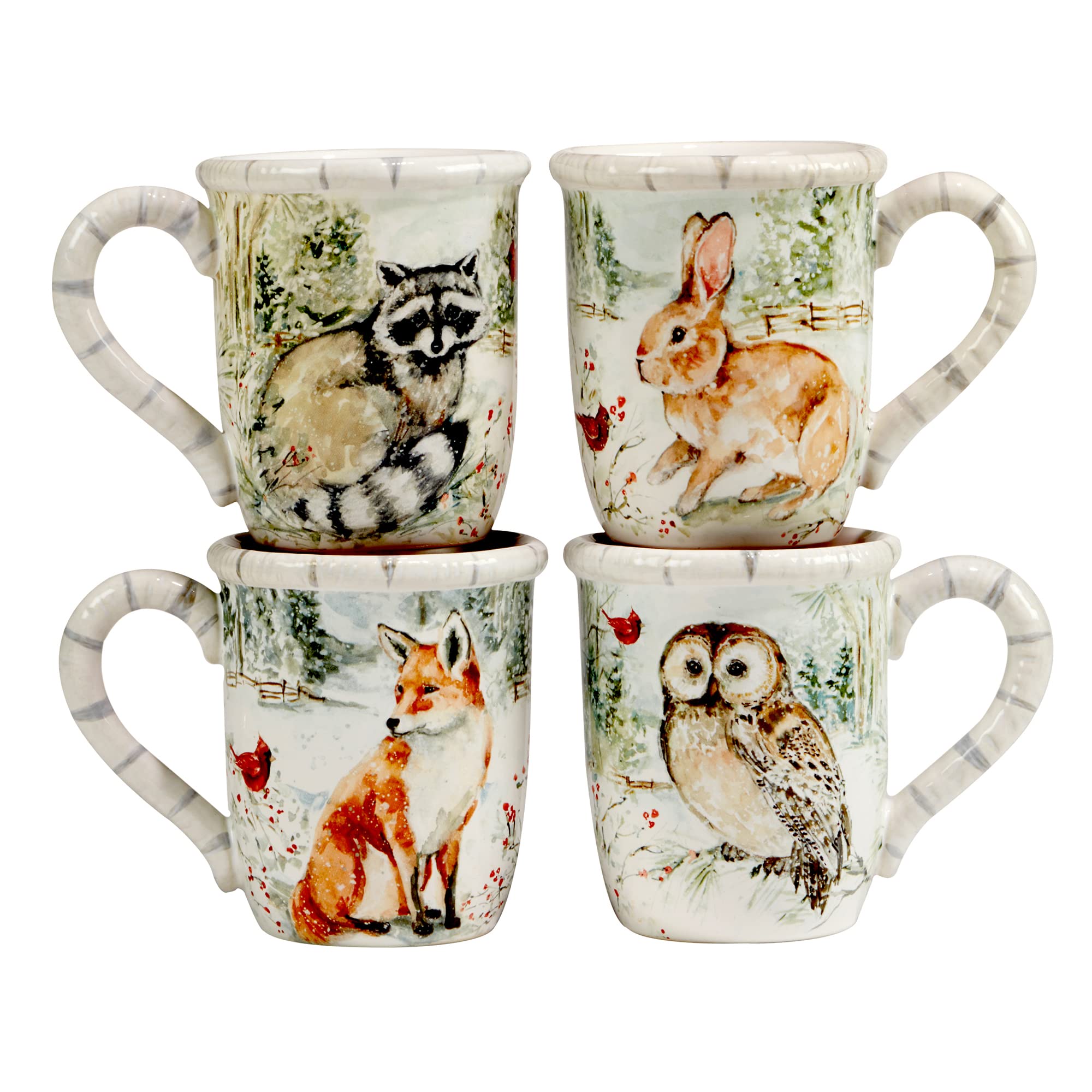 Certified International Winter's Walk 16 oz. Mugs, Set of 4, Multicolor