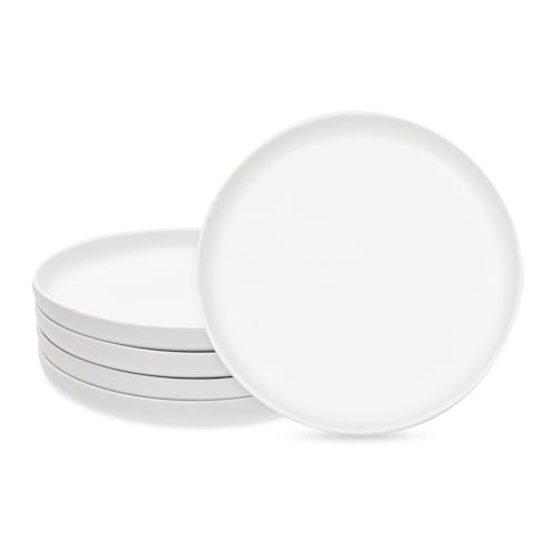 Okuna Outpost White Ceramic Dinner Plates Set of 4 Serving Dinnerware Dishes (8 Inches)