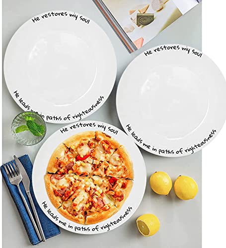 ChitChat Ware Porcelain Dinner Plates, 4Pcs White Round Dessert or Salad Plate, Serving Dishes, Dinnerware Set, Scratch Resistant My Soul Set, Microwave & Dishwasher Safe (10.5-inch)